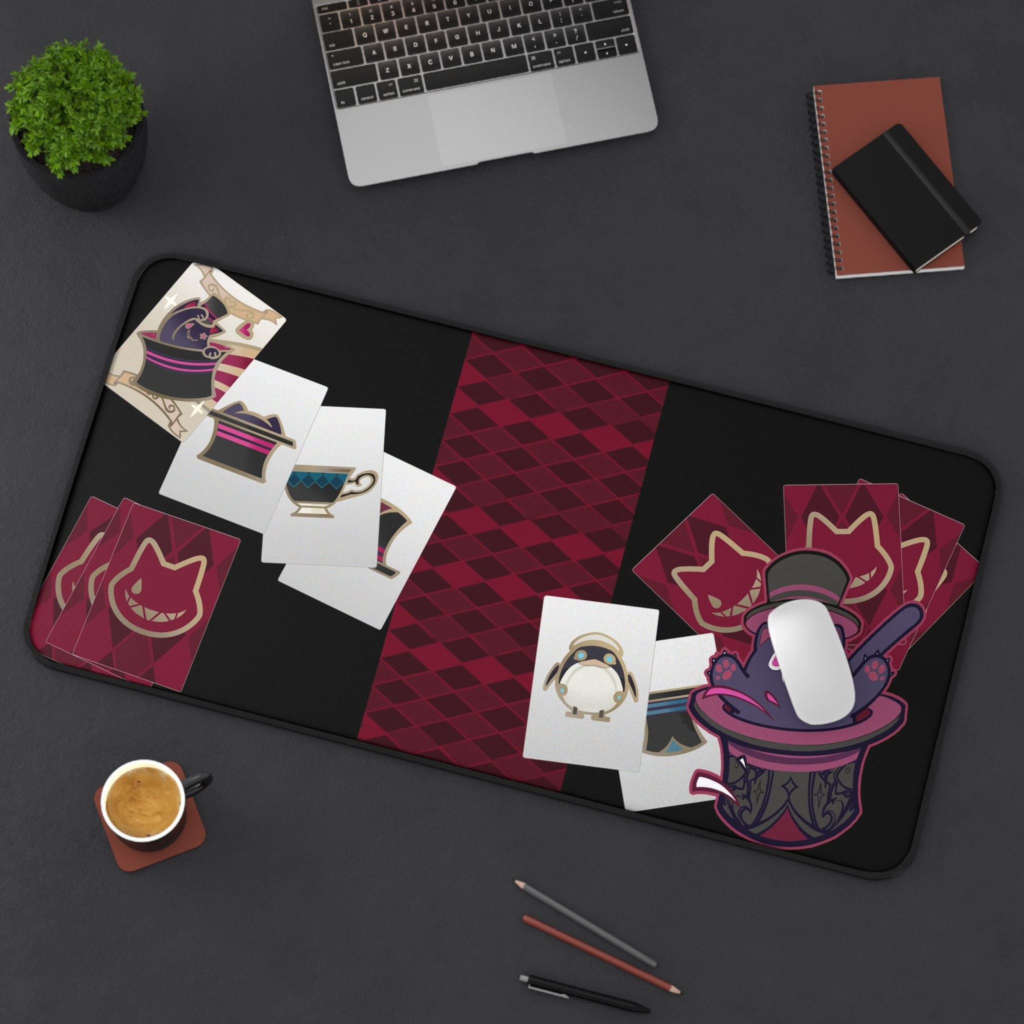 Lyney Genshin Impact Subtle Card Aesthethic Desk Mat Subtle Kawaii ...