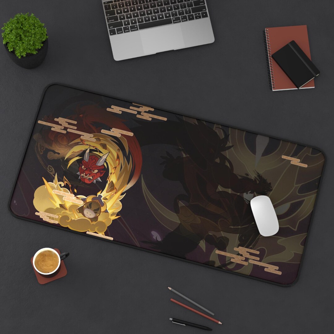 Arataki Itto Desk Mat, Subtle Kawaii Oni Mask Ushi Genshin Impact Anime ...