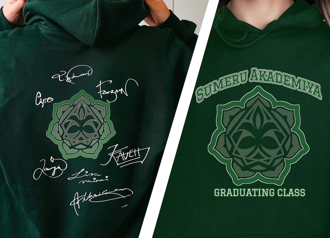 Sumeru Akademiya Grad Varsity College Hoodie, Character Signatures on ...