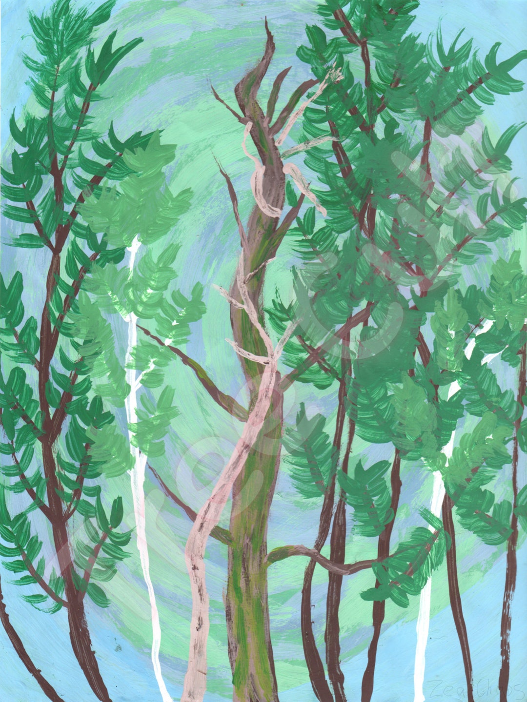 Follow the Trees by Zea Chaos Printable Acrylic Painting Instant ...