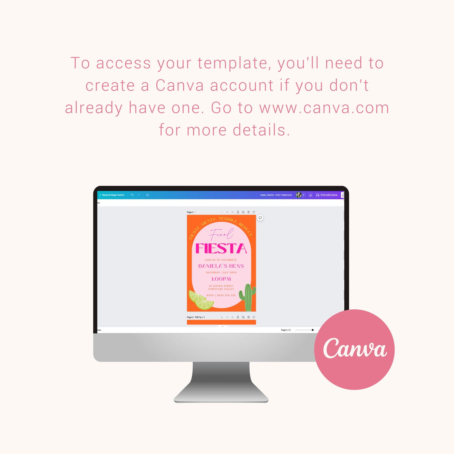 Colorful Hens Invitation, Final Fiesta Hens Party Invitation, Digital ...