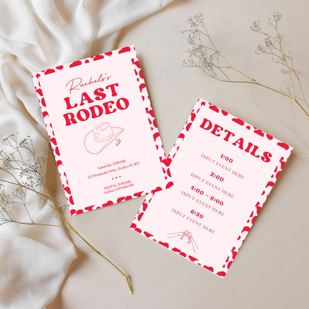 Colorful Hens Invitation, Last Rodeo Hens Party Invitation, Digital ...