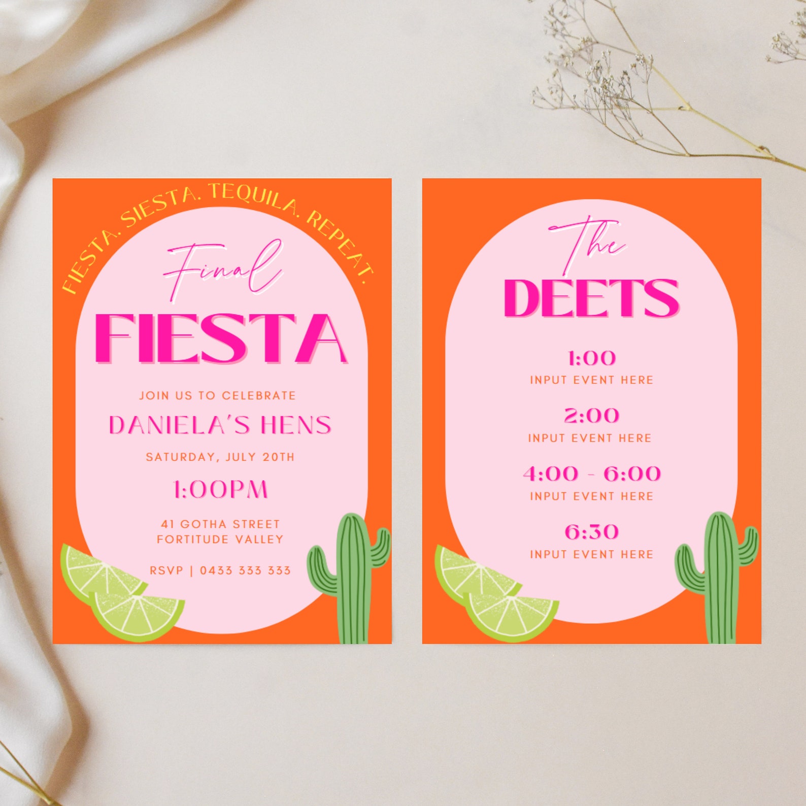 Colorful Hens Invitation, Final Fiesta Hens Party Invitation, Digital ...
