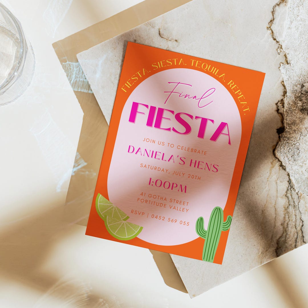 Final Fiesta Hens Party Invitation & Welcome Sign: Colorful Hens ...