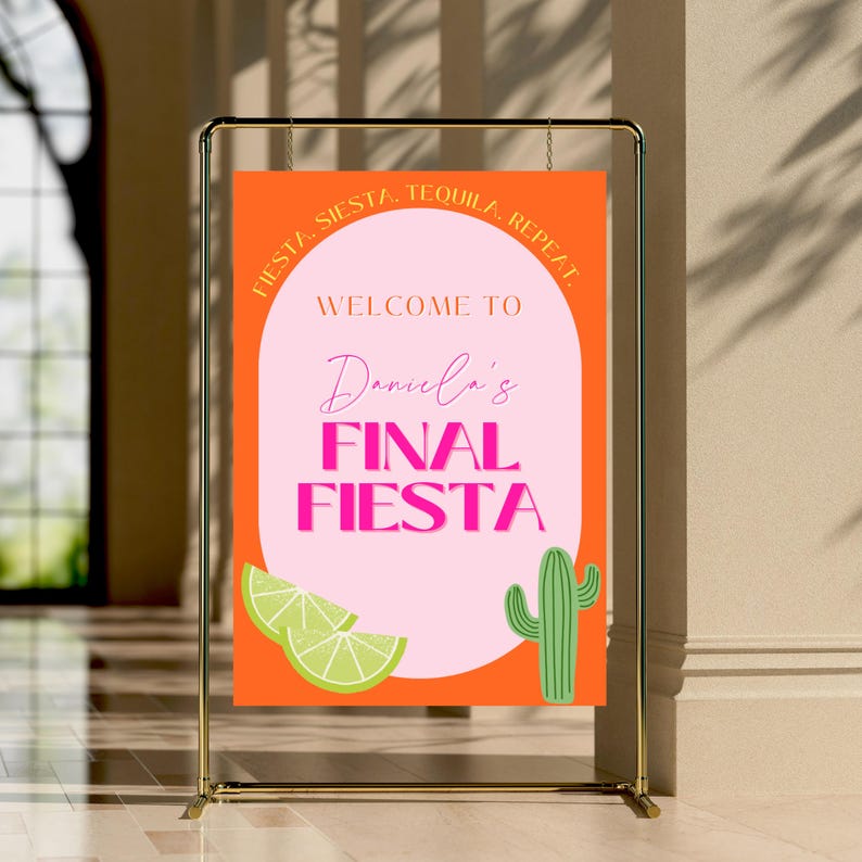 Colourful Hens Invitation and Welcome Sign, Final Fiesta Hens Party ...