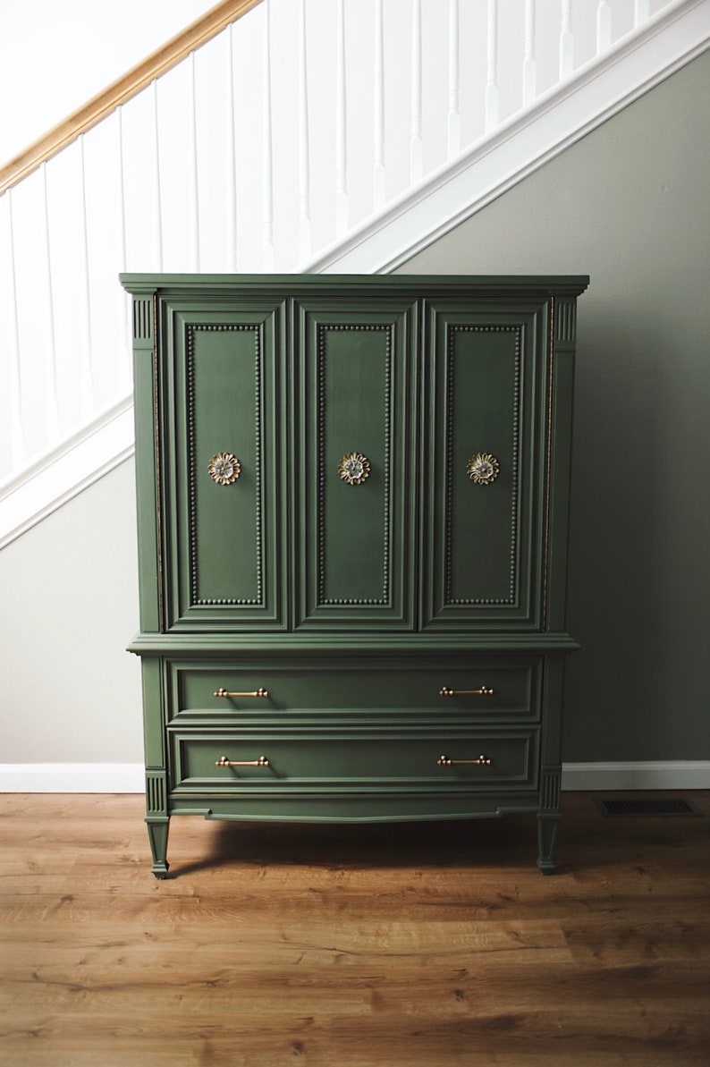 SOLD*** — Beautiful Vintage Tall Green Dresser | Chest of Drawers ...