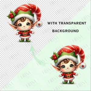 Cute Watercolor Elves Clipart Bundle, Festive Elf Graphics, Adorable ...