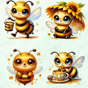 Cute Watercolor Sweet Bees Clipart Bundle, Honey Nursery Decor, Spring ...