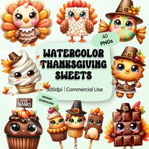 Thanksgiving Sweets Clipart Bundle, Cute Fall Dessert Pngs, Kawaii ...