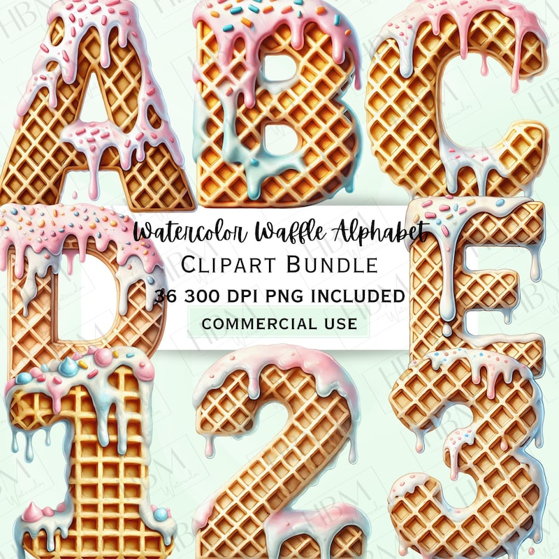 Waffle Alphabet Clipart - Etsy