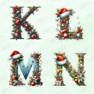 Watercolor Christmas Letters Clipart Bundle, Whimsical Xmas Graphics ...