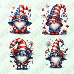 Watercolor 4th of July Gnomes Clipart Bundle, Cute Patriotic Decor ...