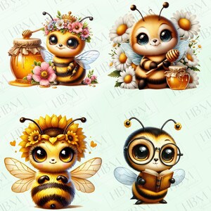 Cute Watercolor Sweet Bees Clipart Bundle, Honey Nursery Decor, Spring ...