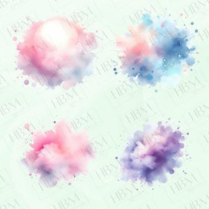 Watercolor Pastel Splashes Clipart Bundle, Paint Splatter Backgrounds ...