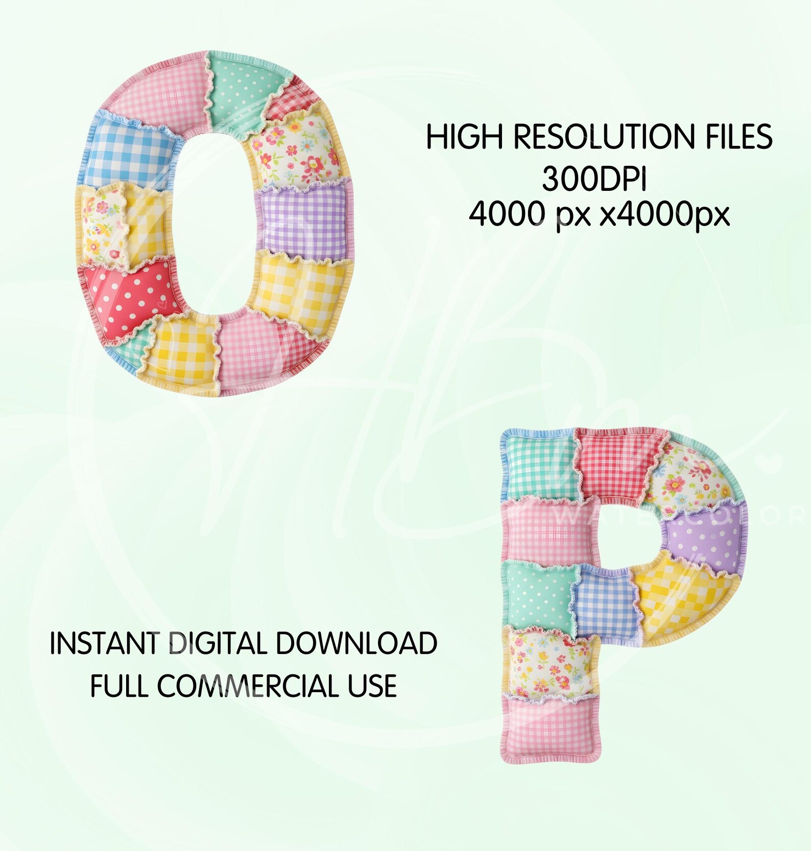 Faux Patchwork Alphabet PNG Clipart Bundle, Quilted ABC Letters Graphic ...