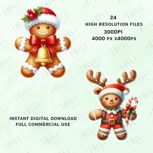 Watercolor Gingerbread Man Clipart Bundle, Cute Christmas Cookies ...