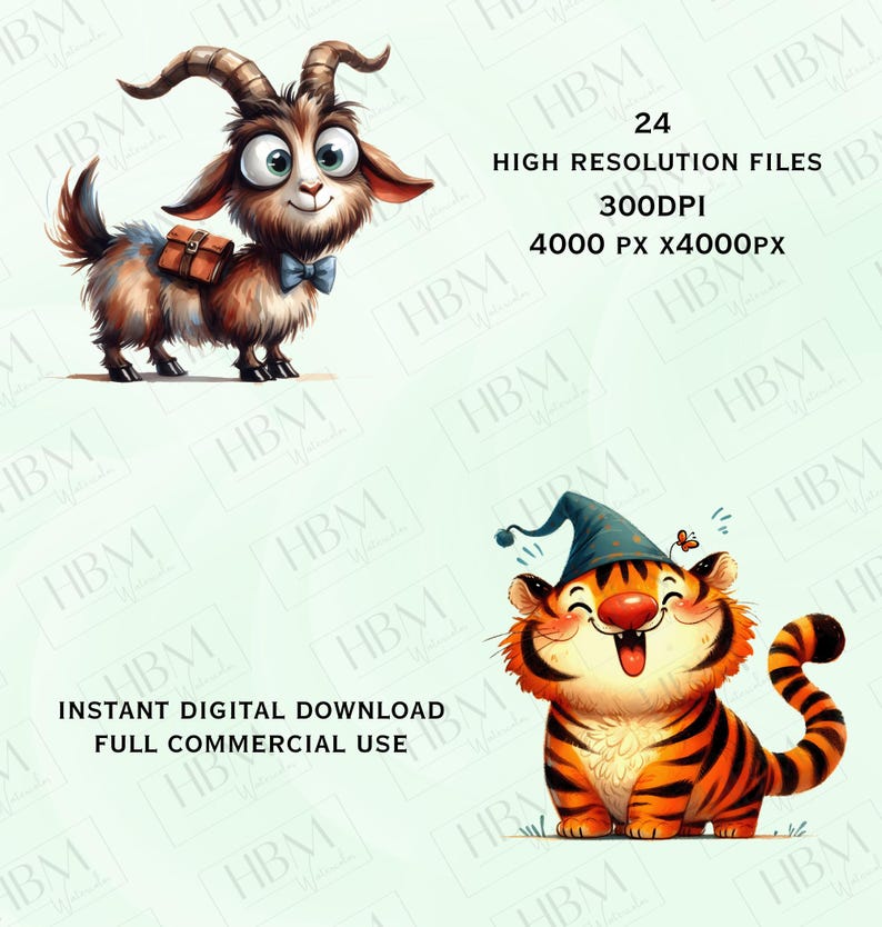 Funny Watercolor Quirky Animals Clipart Bundle, Humorous Critters ...