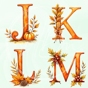 Fall Alphabet Clipart Bundle, Autumn Pumpkin Letters & Numbers PNG ...