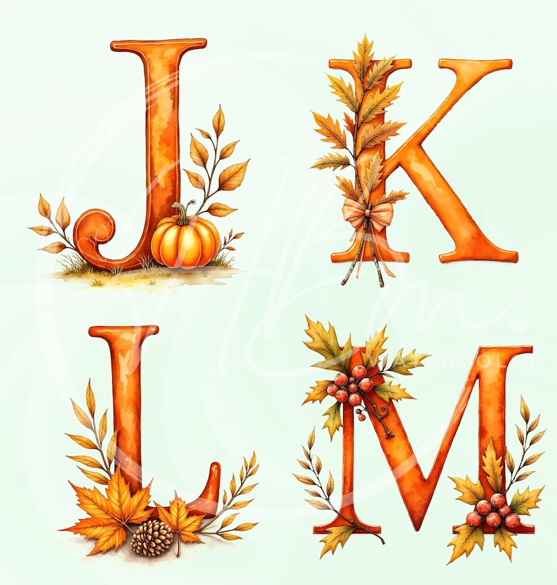 Fall Alphabet Clipart Bundle, Autumn Pumpkin Letters & Numbers PNG ...