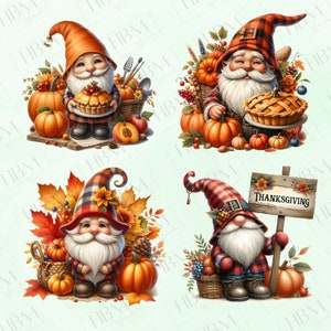 Watercolor Thanksgiving Gnomes Clipart Bundle, Fall Sticker, Festive ...
