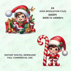 Cute Watercolor Elves Clipart Bundle, Festive Elf Graphics, Adorable ...