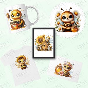 Cute Watercolor Sweet Bees Clipart Bundle, Honey Nursery Decor, Spring ...
