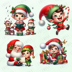 Cute Watercolor Elves Clipart Bundle, Festive Elf Graphics, Adorable ...