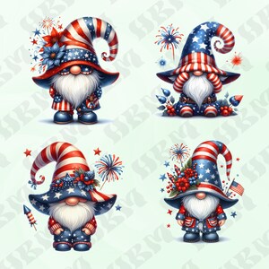 Watercolor 4th of July Gnomes Clipart Bundle, Cute Patriotic Decor ...
