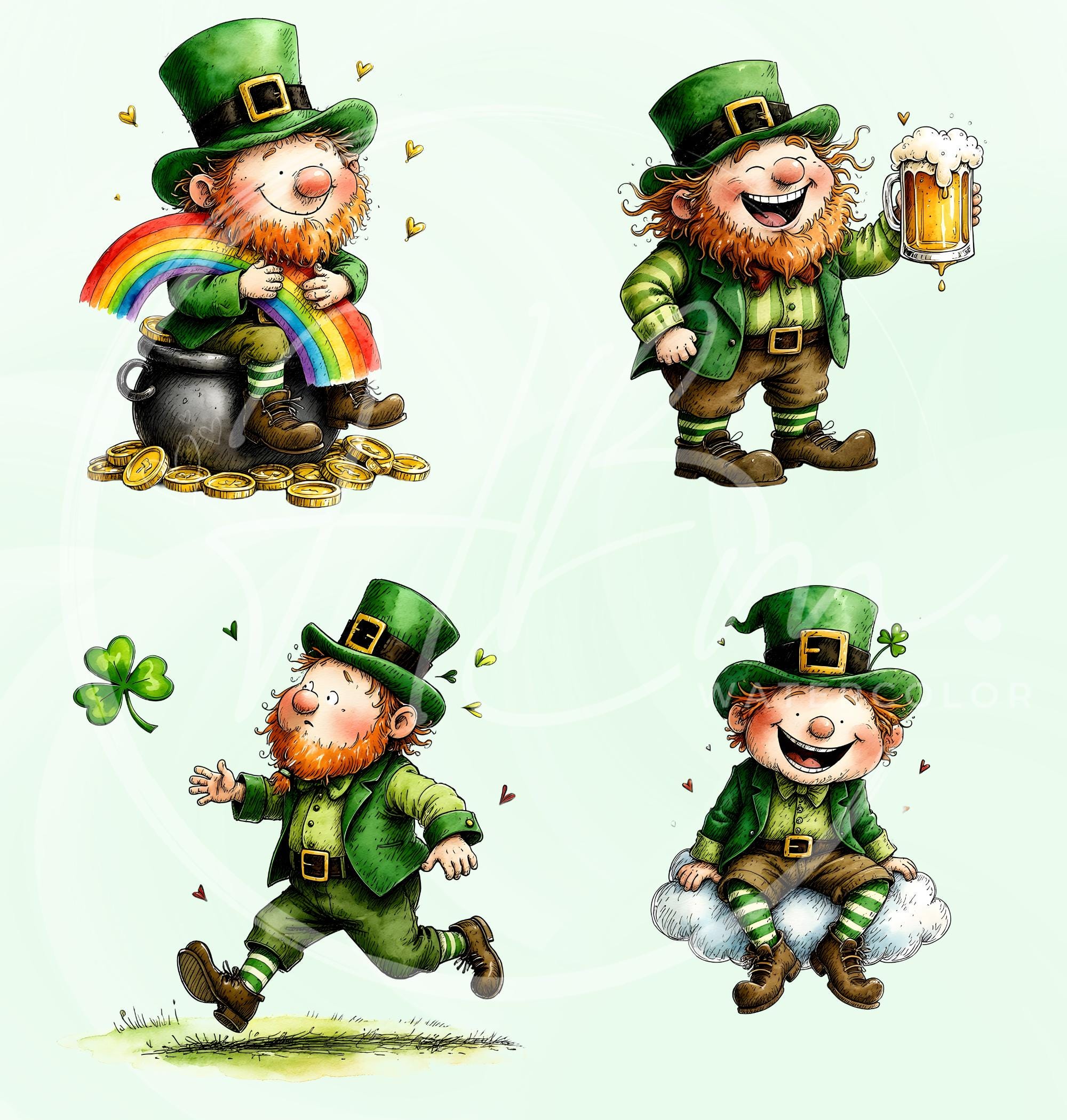 Whimisical Leprechaun PNG Clipart Bundle, Funny St Patrick’s Day ...