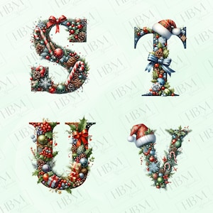 Watercolor Christmas Letters Clipart Bundle, Whimsical Xmas Graphics ...