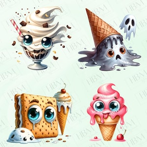 Funny Summer Ice Cream Clipart Bundle, Cute Sundae PNG, Popsicle ...