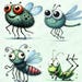 Funny Quirky Insects Clipart Bundle, Silly Bug Sticker, Crazy Whimsical ...