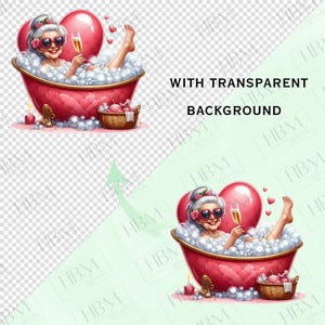 Funny Watercolor Valentine Old Lady Clipart Bundle, Whimsical Grandma ...