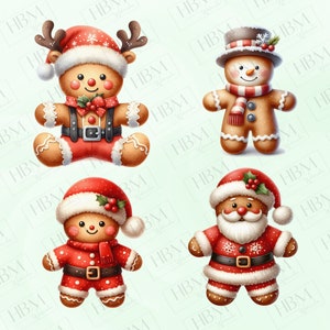 Watercolor Gingerbread Man Clipart Bundle, Cute Christmas Cookies ...