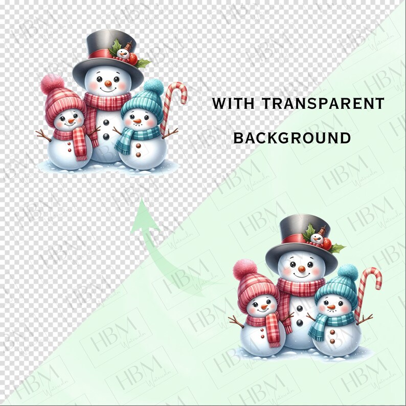 Cute Watercolor Snowman Clipart Bundle, Christmas Sticker, Adorable ...