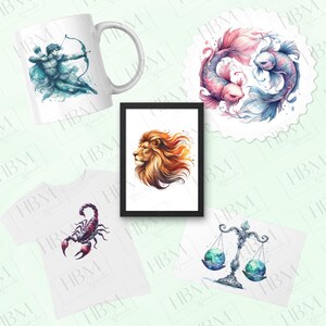 Watercolor Zodiac Signs Clipart Bundle, Horoscope Graphics, Star Sign ...