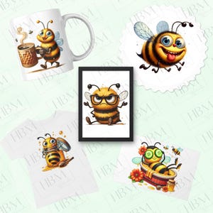 Funny Watercolor Quirky Bees Clipart Bundle, Insect Characters Sticker ...