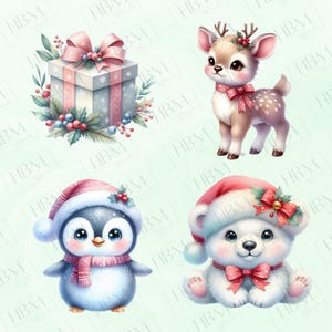 Cute Watercolor Pastel Christmas Clipart Bundle, Adorable Snowman ...