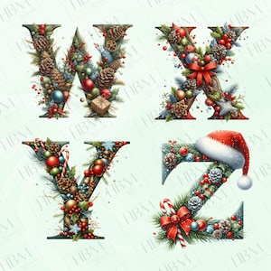 Watercolor Christmas Letters Clipart Bundle, Whimsical Xmas Graphics ...