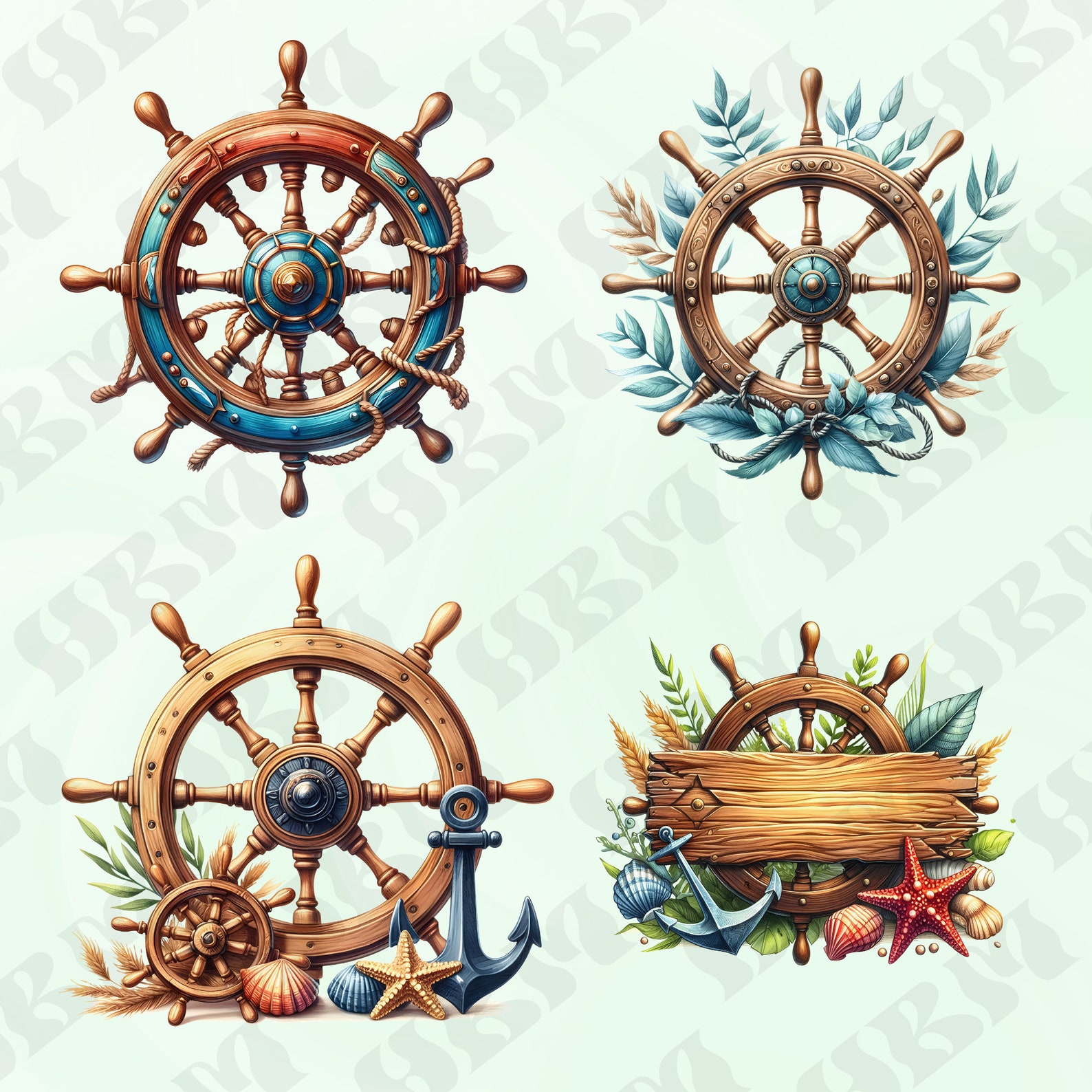 Watercolor Nautical Clipart Bundle, Summer Collection, Fun Sailing ...