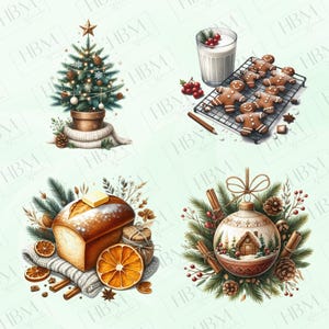 Watercolor Warm Cozy Christmas Clipart Bundle, Rustic Hugge-style ...