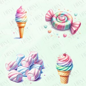 Watercolor Pastel Sweets Clipart Bundle, Party Dessert Graphics ...