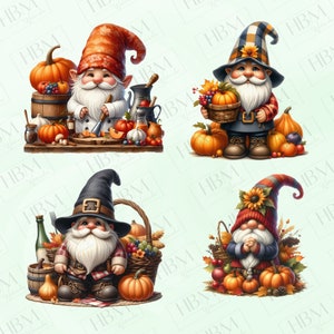 Watercolor Thanksgiving Gnomes Clipart Bundle, Fall Sticker, Festive ...
