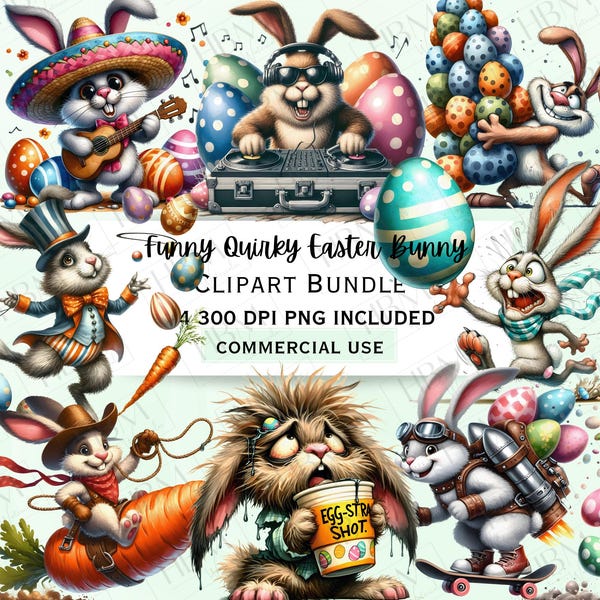 Hoppy Easter Clipart - Etsy