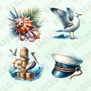 Watercolor Nautical Clipart Bundle, Summer Collection, Fun Sailing ...