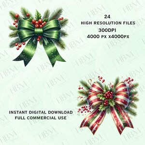 Watercolor Christmas Coquette Bows Clipart Bundle, Whimsical Festive ...
