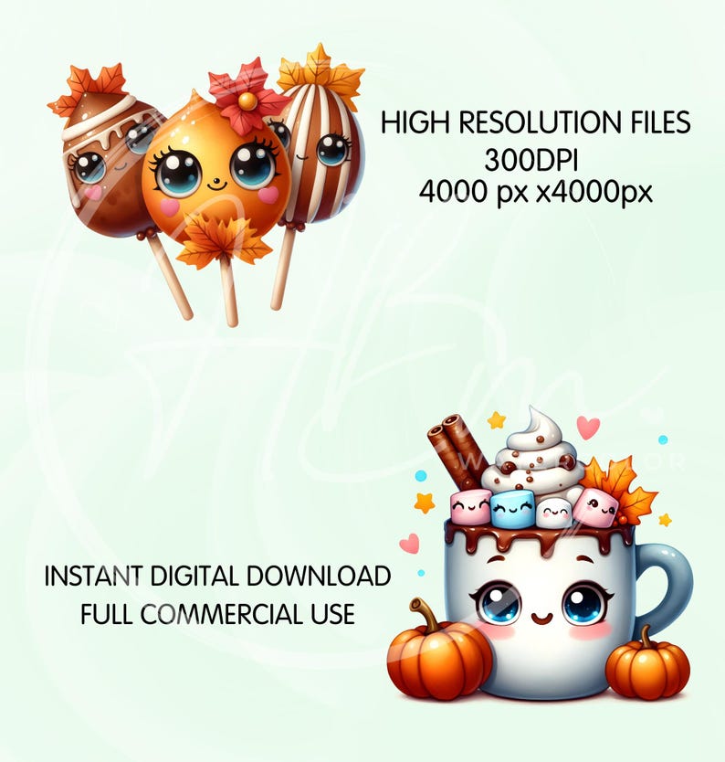 Thanksgiving Sweets Clipart Bundle, Cute Fall Dessert Pngs, Kawaii ...
