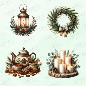 Watercolor Warm Cozy Christmas Clipart Bundle, Rustic Hugge-style ...