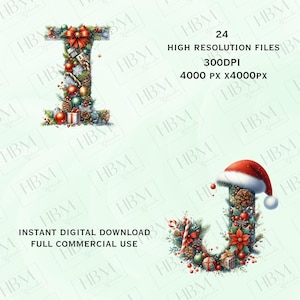 Watercolor Christmas Letters Clipart Bundle, Whimsical Xmas Graphics ...