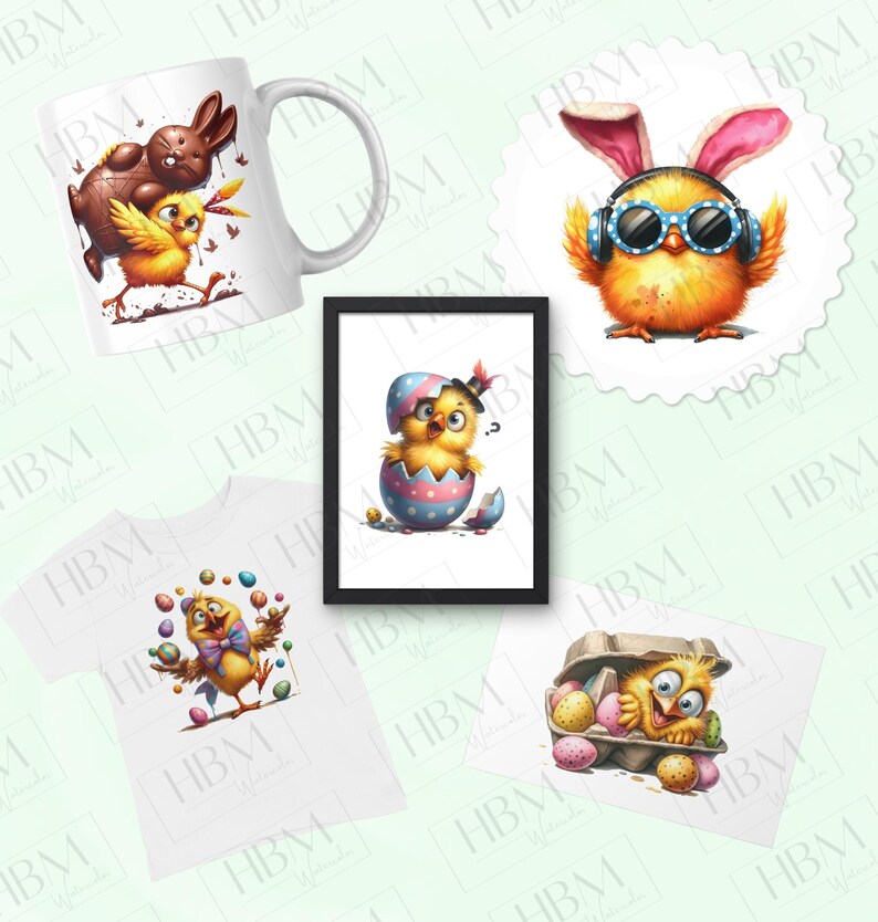 Funny Quirky Easter Chick Clipart Bundle, Whimsical Bird Stickers ...